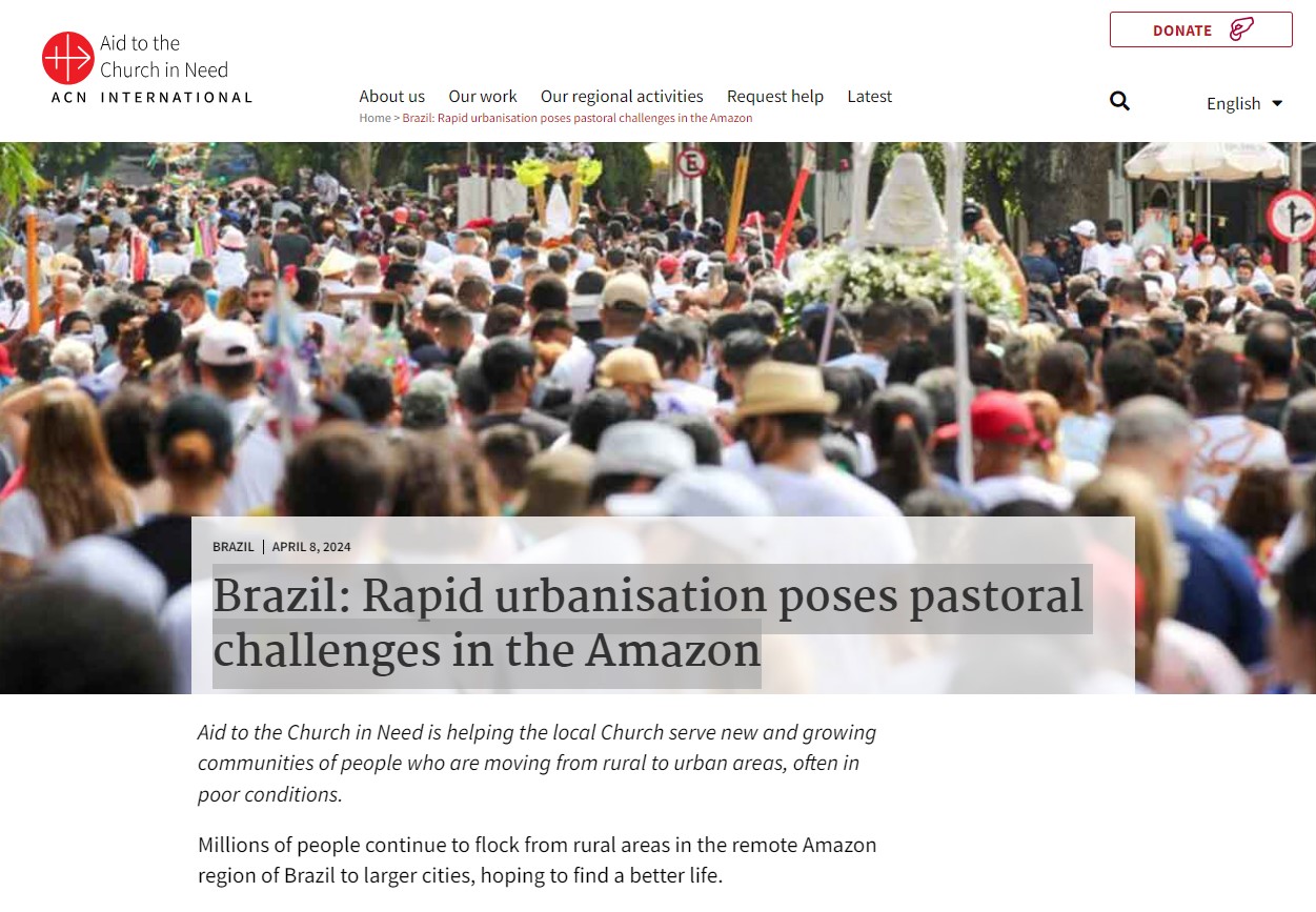 Brazil: Rapid urbanisation poses pastoral challenges in the Amazon ...