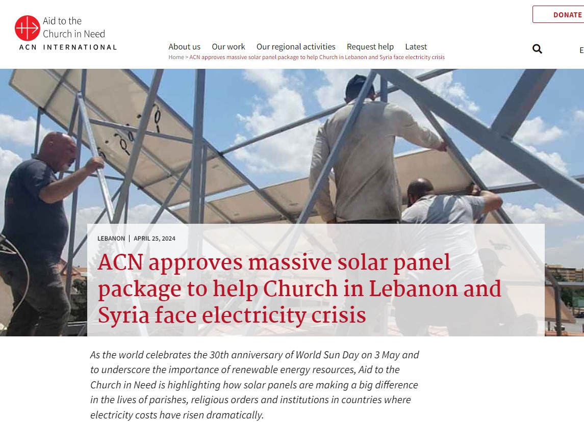 ACN approves massive solar panel package to help Church in Lebanon and ...